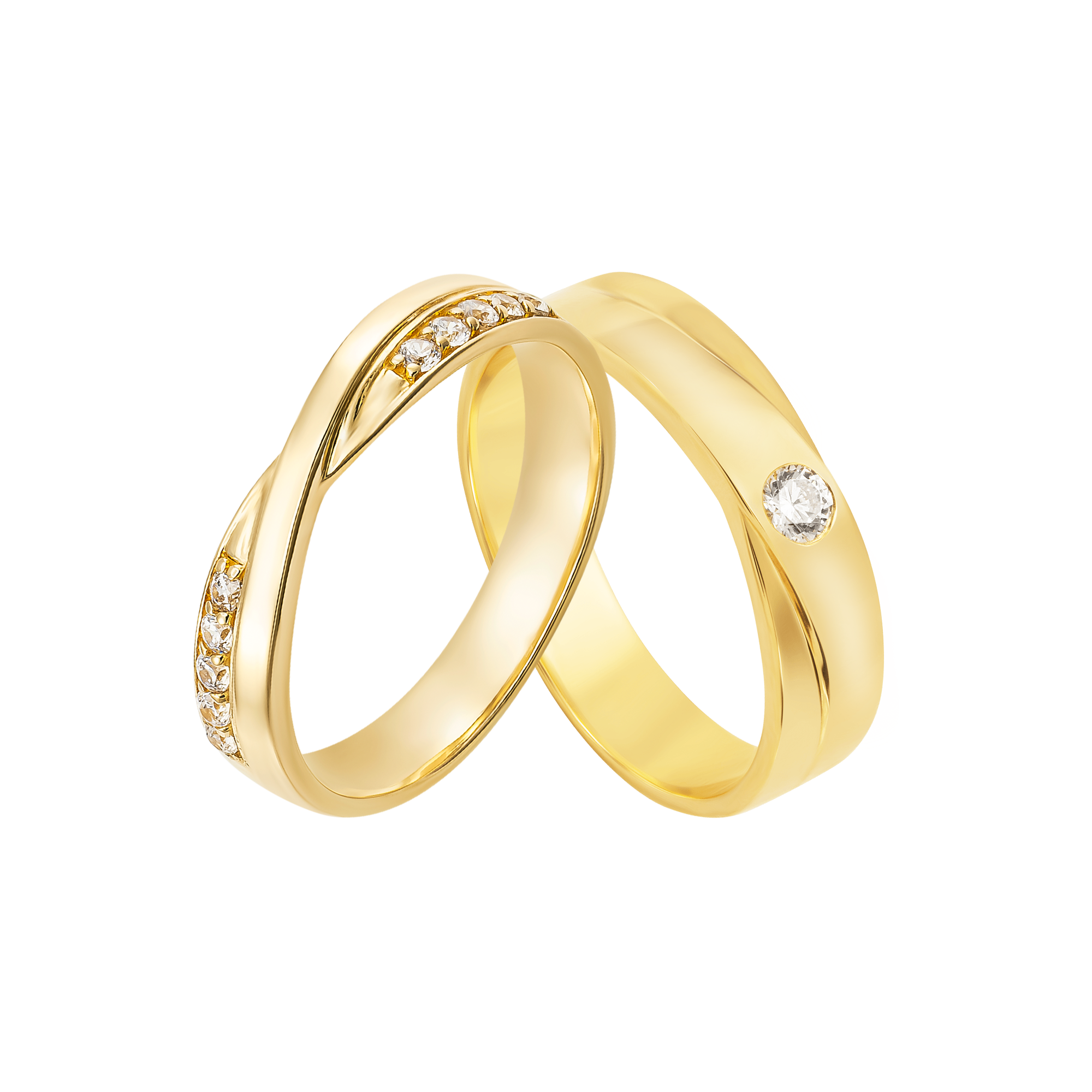 Cặp nhẫn cưới vàng 18k đính đá ecz pnj 00879-00880