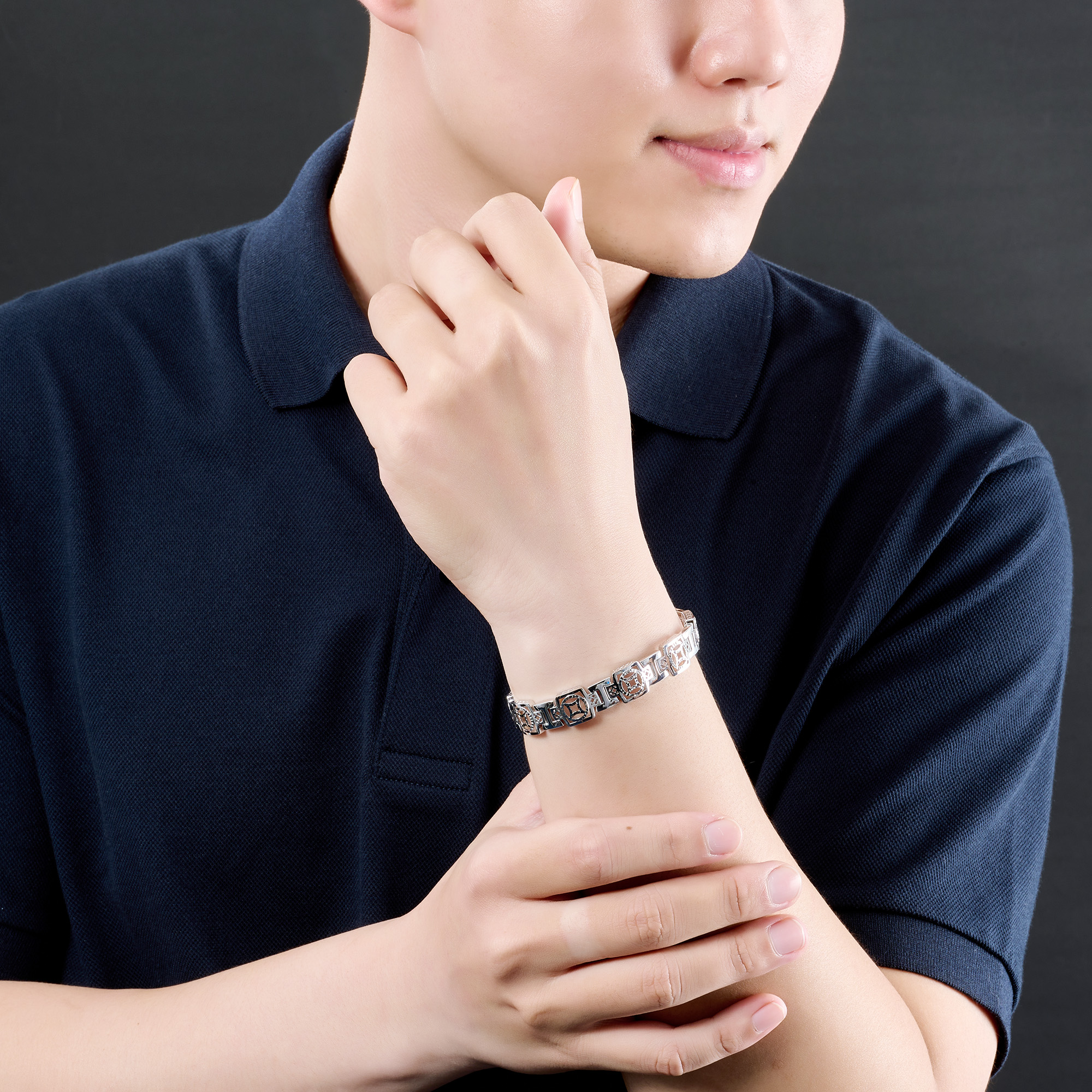 Lắc tay nam kim tiền vàng trắng 10k mancode by pnj uy mã kim lĩnh ...